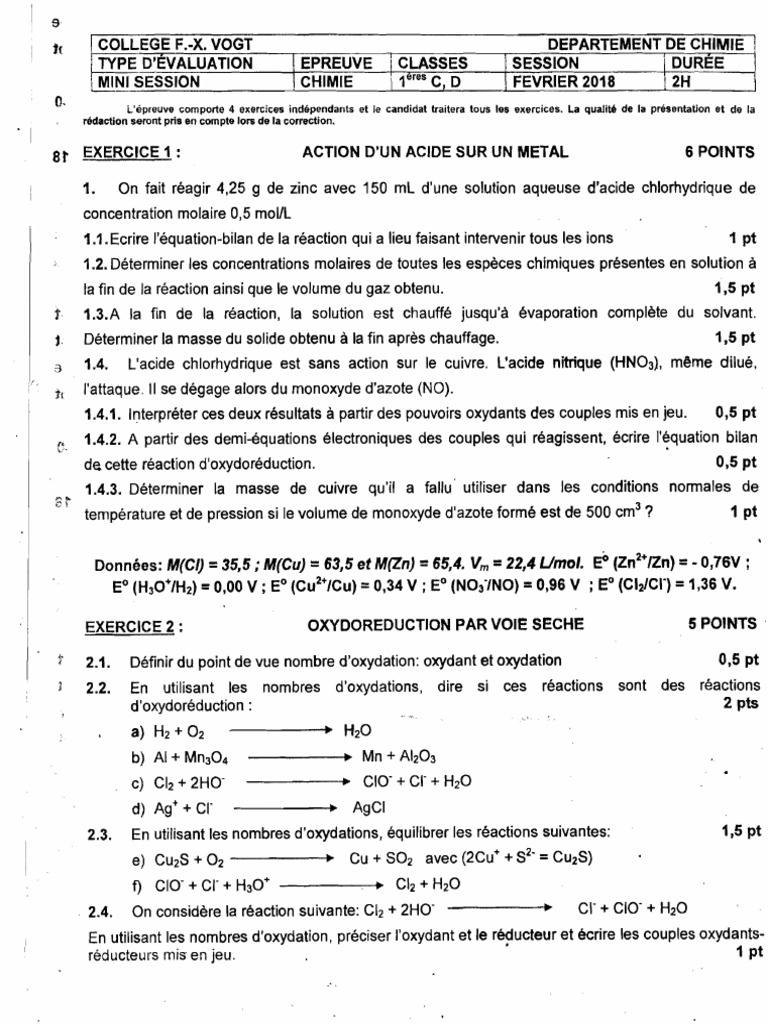 Coll Vogt Chimie PC-PD Mini Sess Seq4 Fev 2018 | PDF
