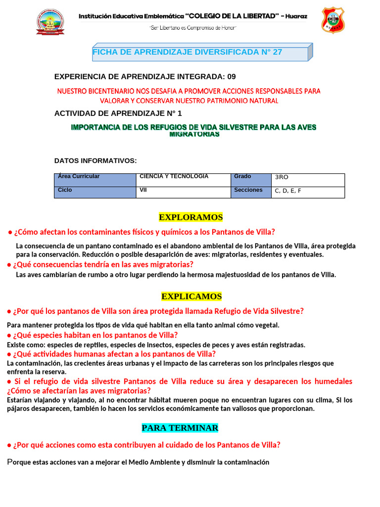 27 Ficha de Aprendizaje 3ro - Act. 1 - Eda 9 - 2021 | PDF