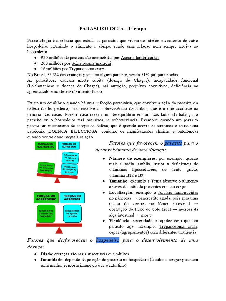 parasitologia 1 etapa | PDF