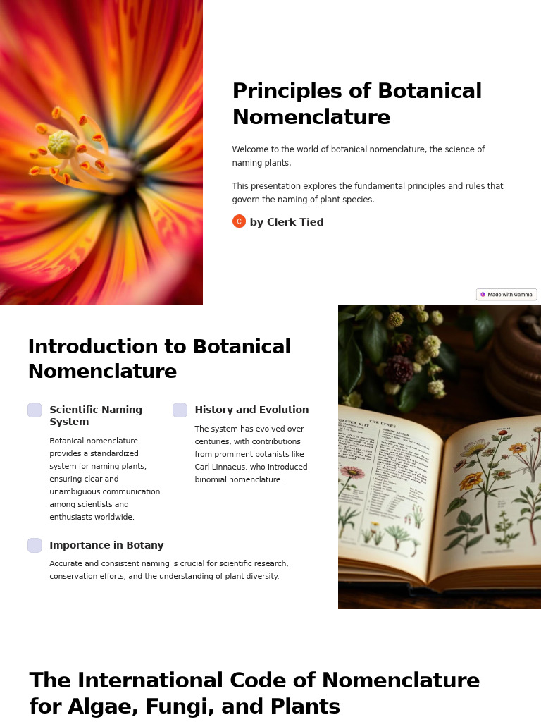 Principles of Botanical Nomenclature | PDF