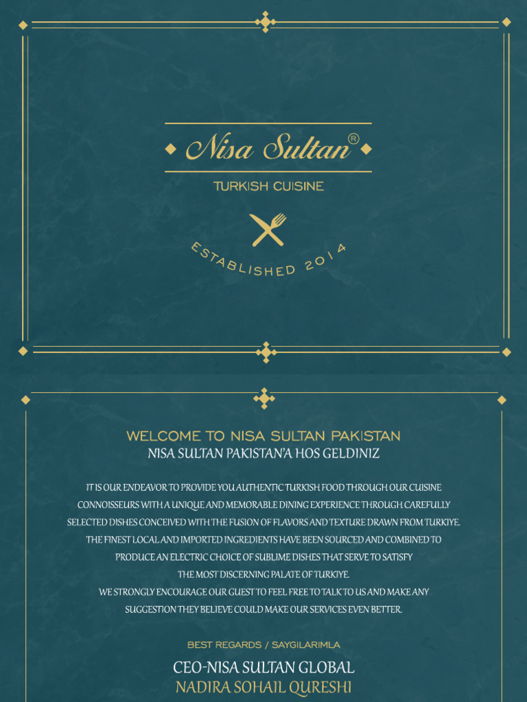 Nisa Sultan New Menu | PDF