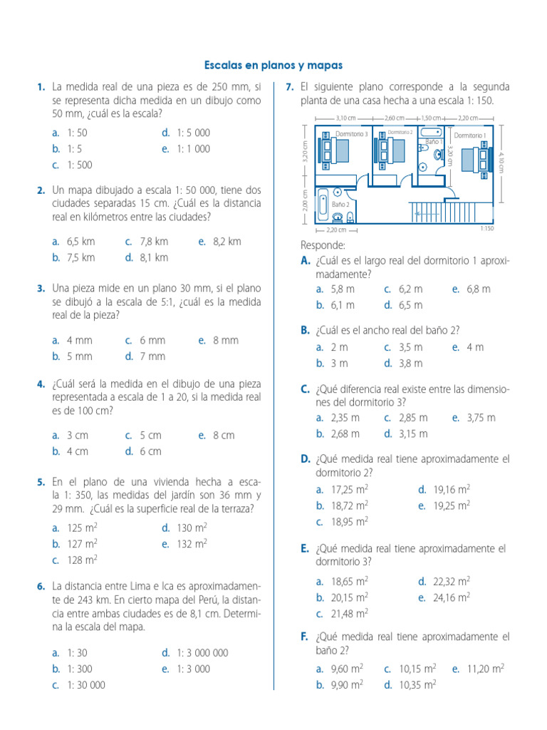 Ficha Refuerzo Escalas en Planos y Mapas | PDF
