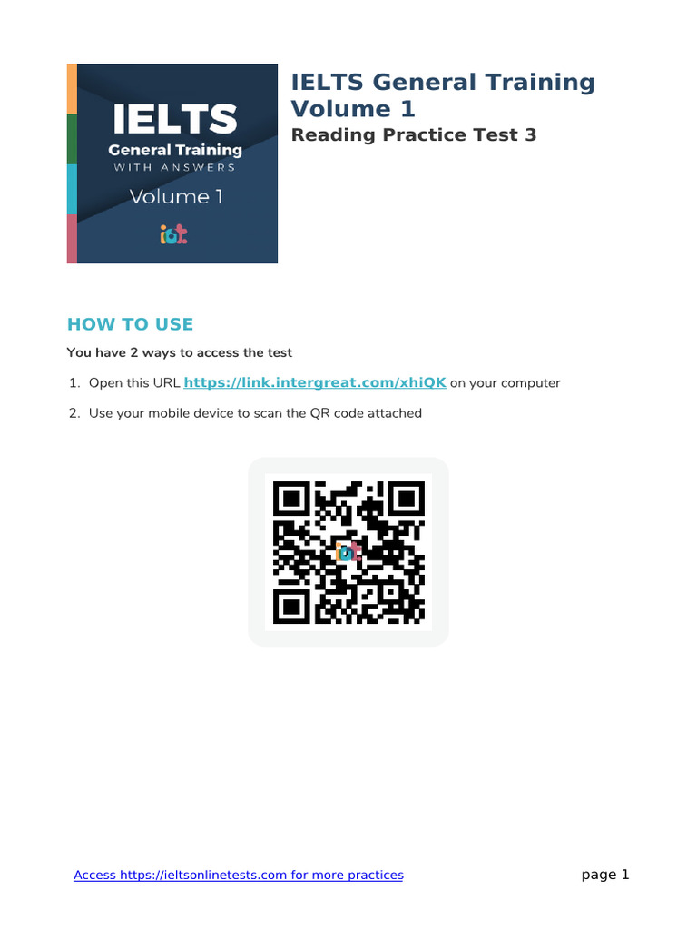 Ielts General Training Volume 1 Reading Practice Test 3 v9 1310 | PDF
