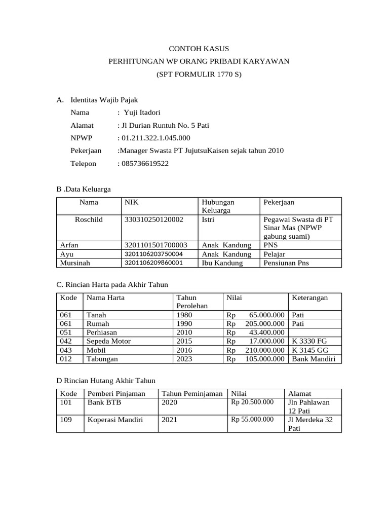 CONTOH KASUS SPT 1770 S Yuji | PDF