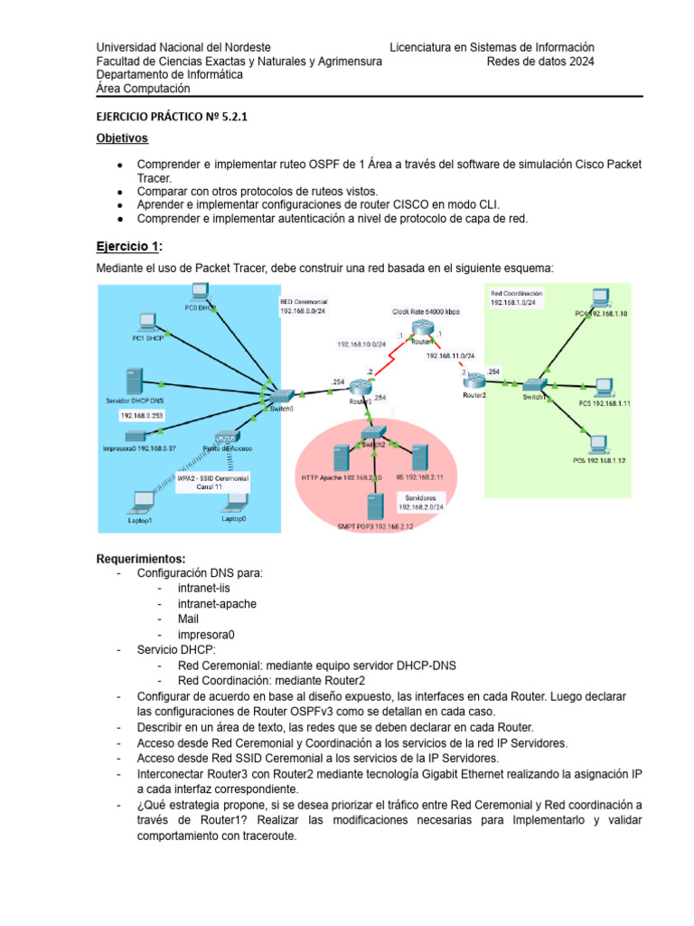 TP 5.2.1 OSPF 1 Area | PDF
