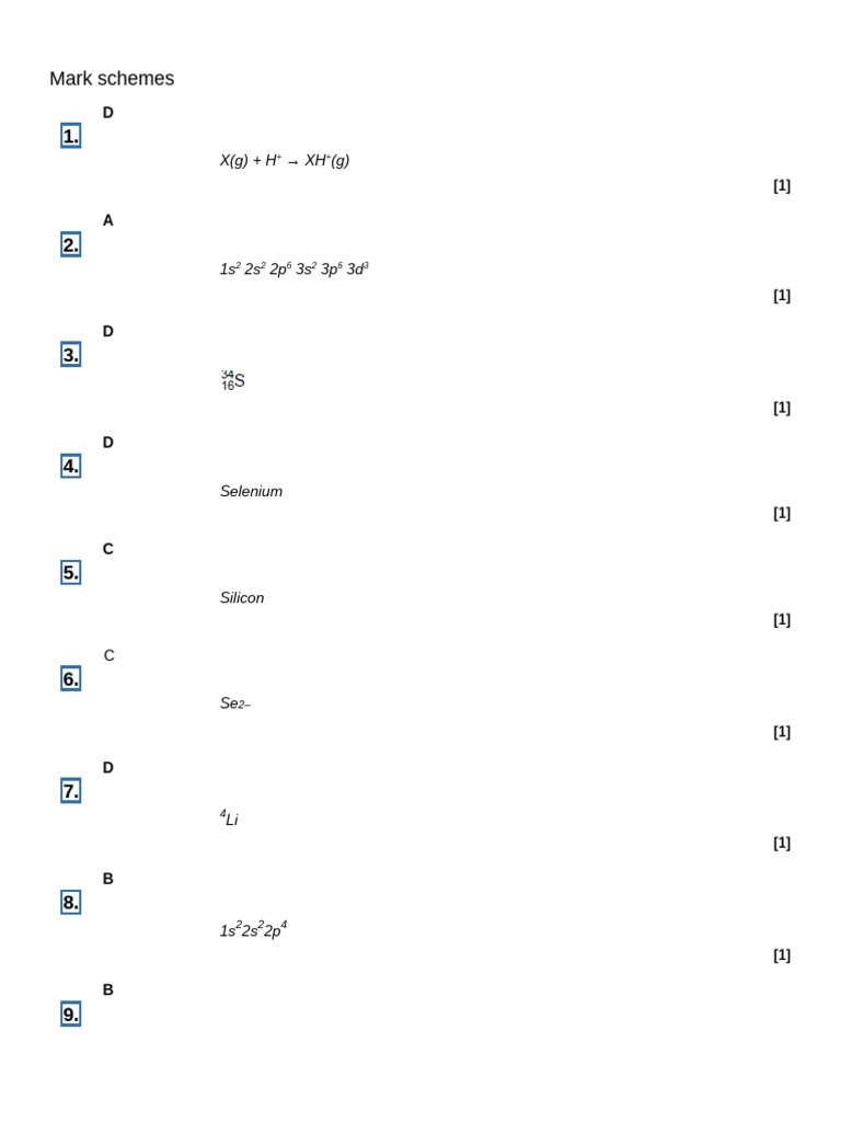 Atomic Structure Multiple Choice MS | PDF