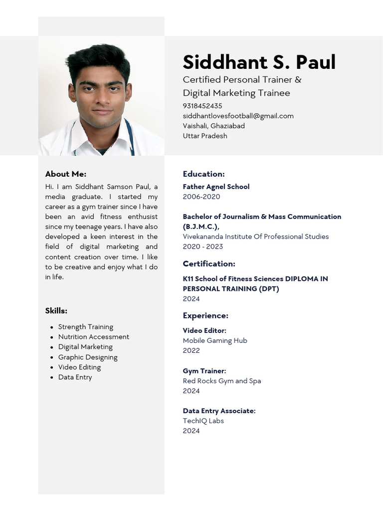 Siddhant Samson Paul Resume | PDF