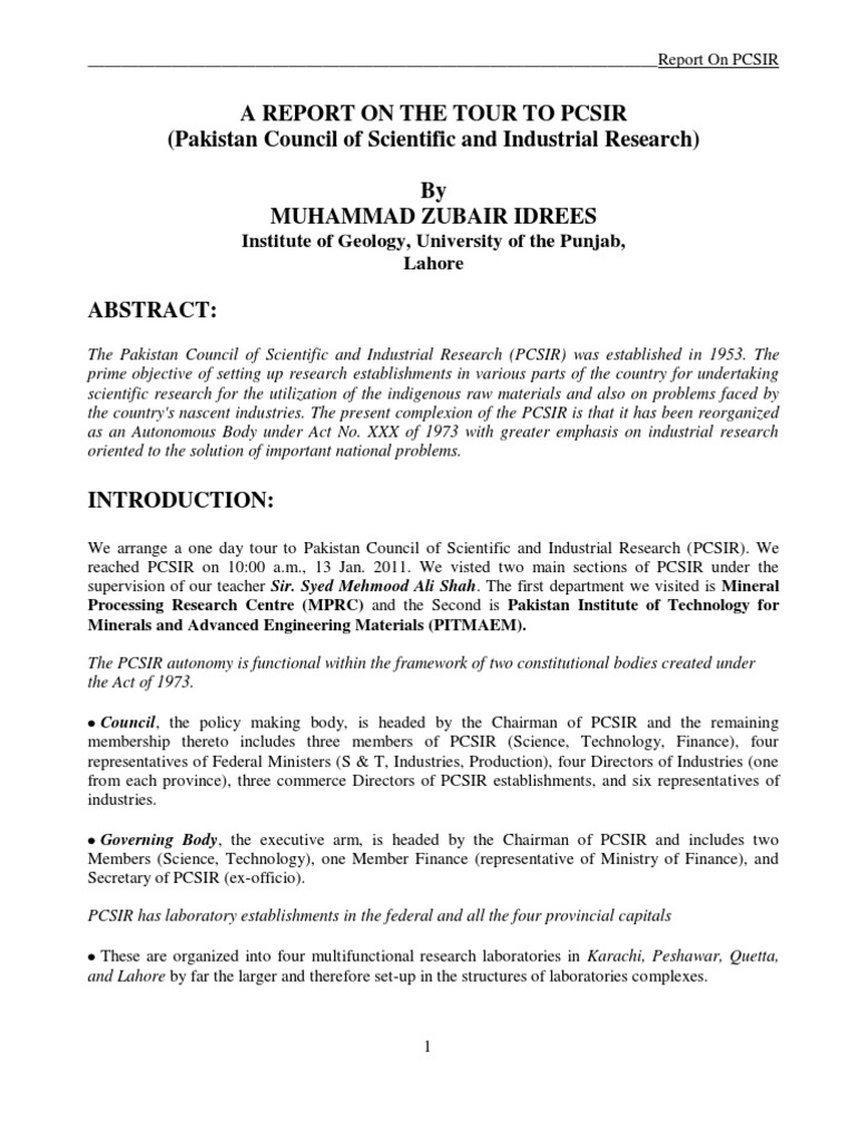 PCSIR: Advancing Industrial Research in Pakistan | PDF | Scanning ...