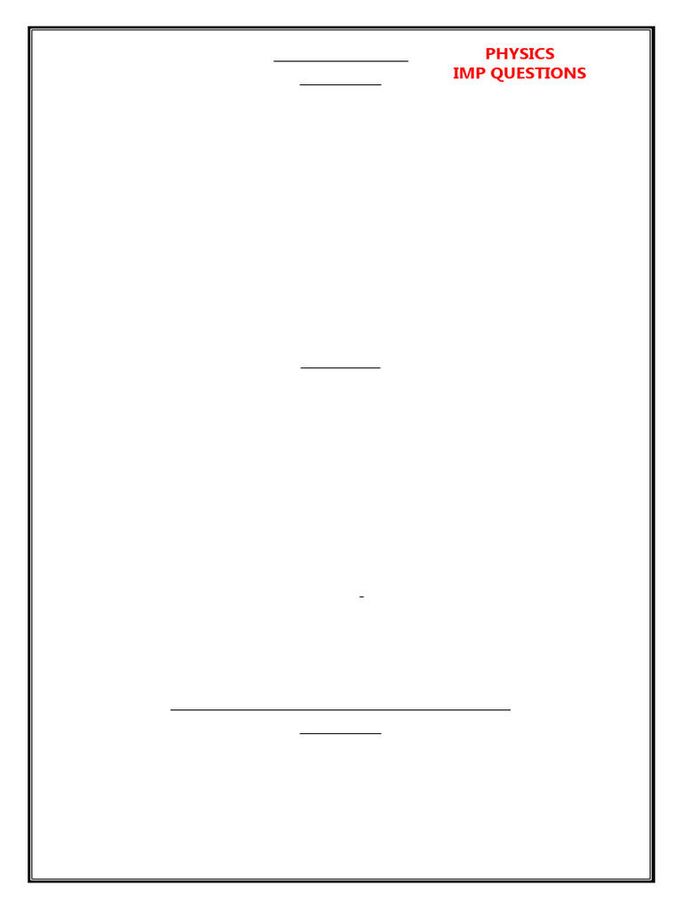 SR Physics Imp Questions | PDF