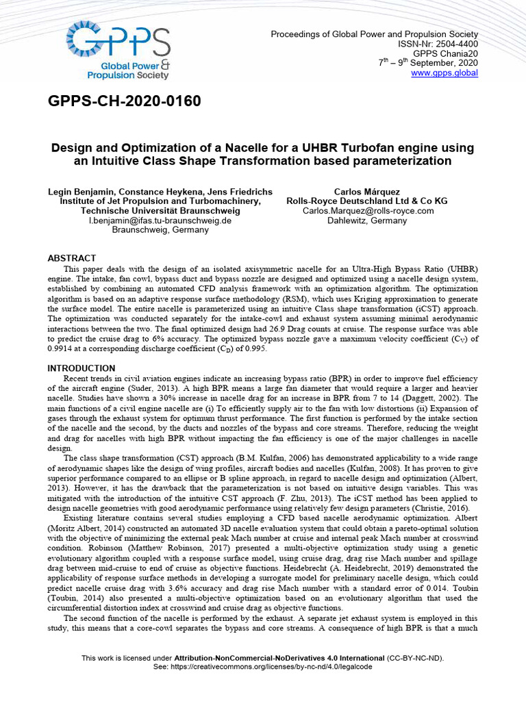 Design and Optimization of A Nacelle For A UHBR Turbofan Engine Using | PDF