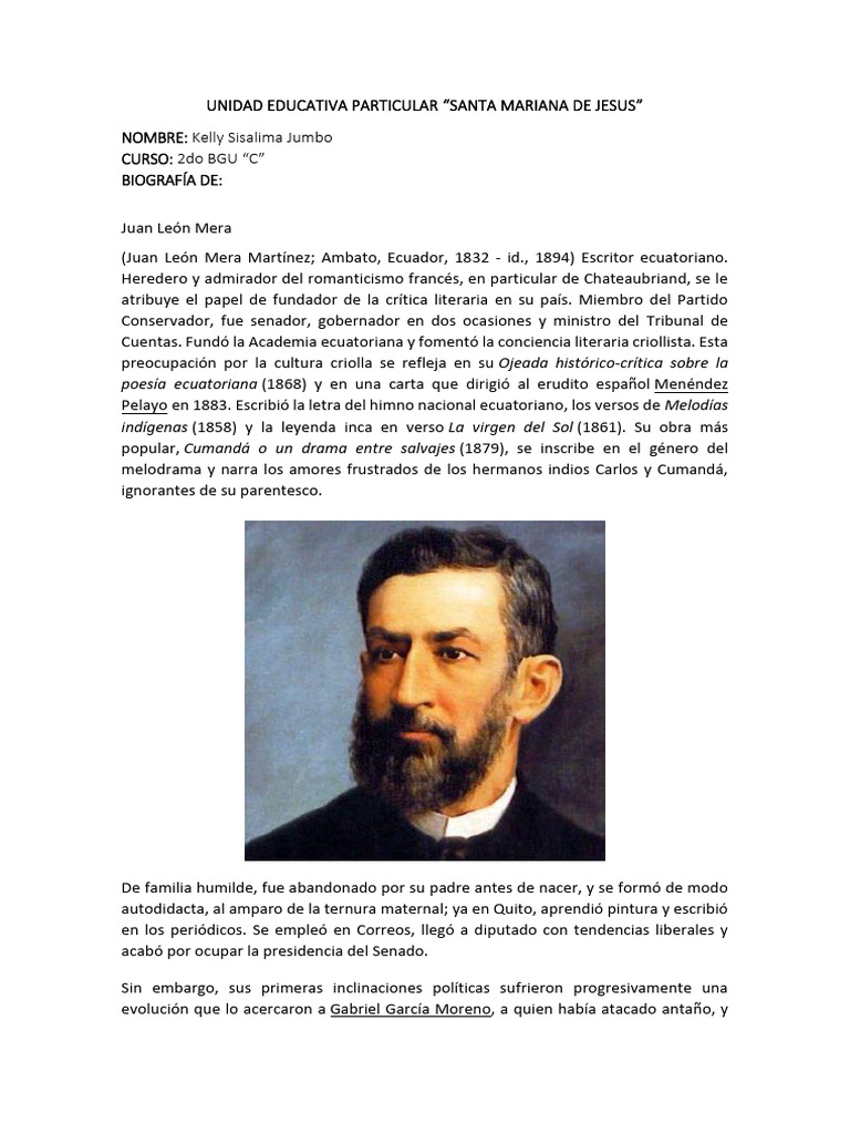 Juan Leon Mera | PDF | Clásicos | Ficción general