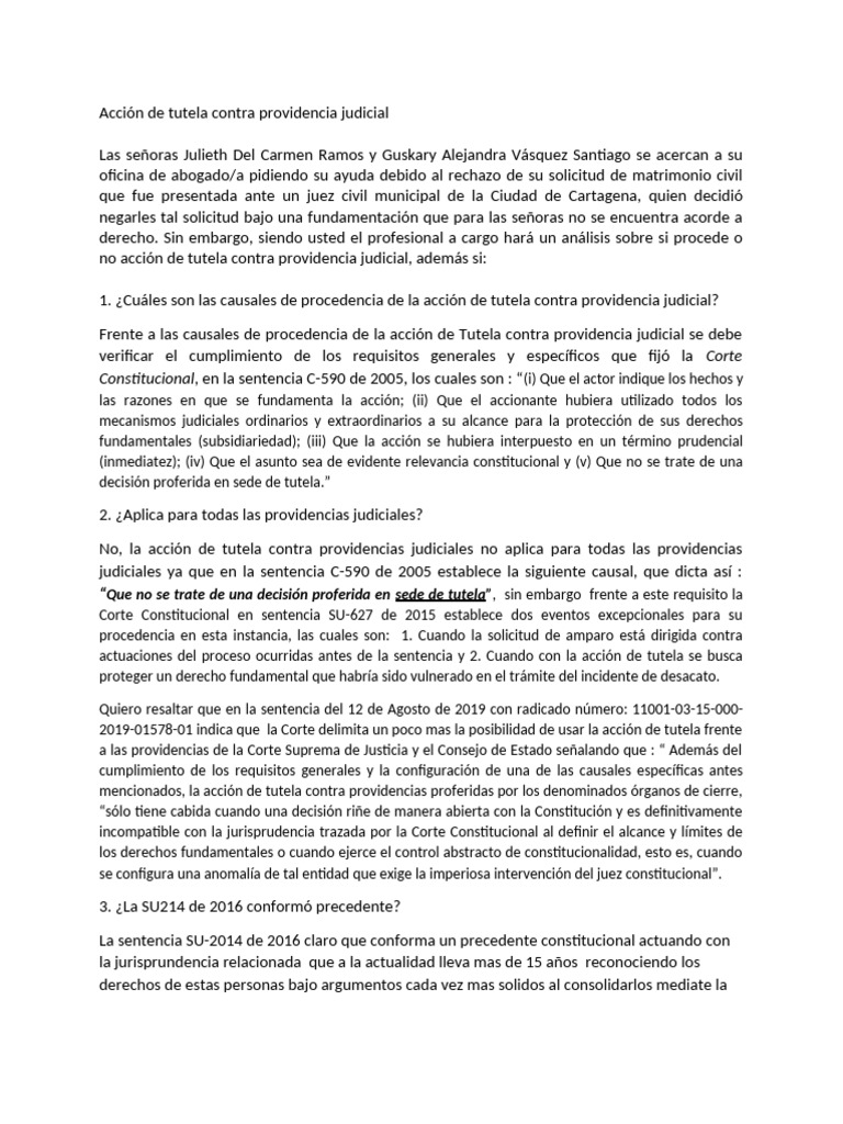 Acción de Tutela Contra Providencia Judicial | PDF