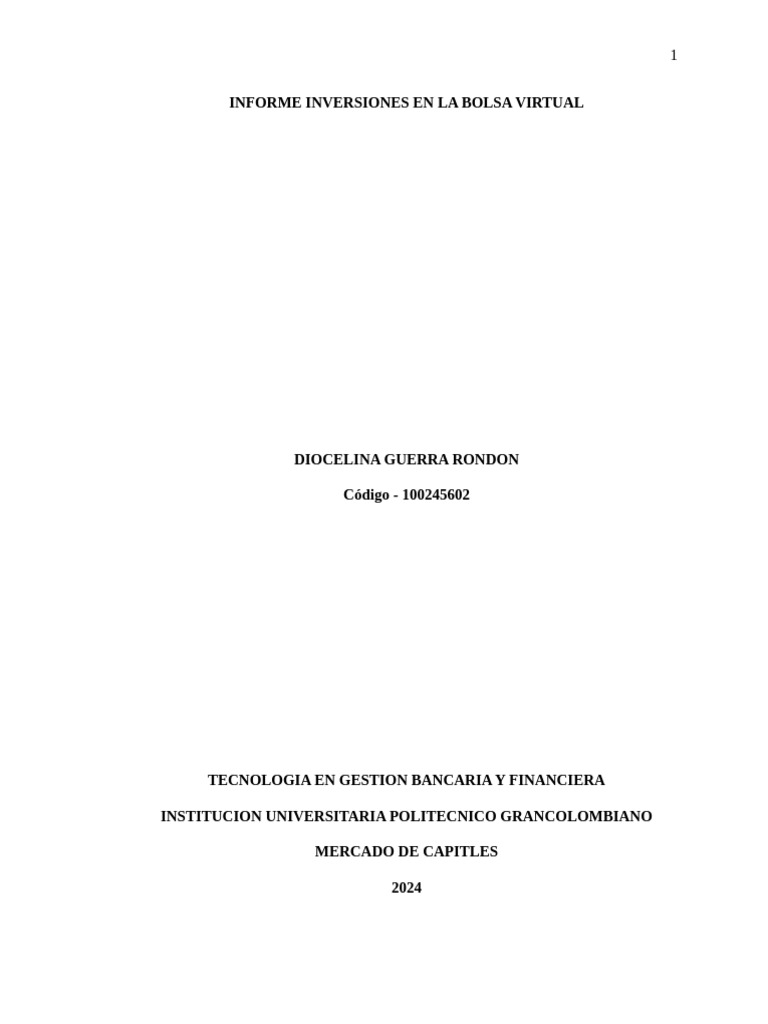 Informe de Inversiones en Bolsa Virtual 2024 | PDF | Compartir ...