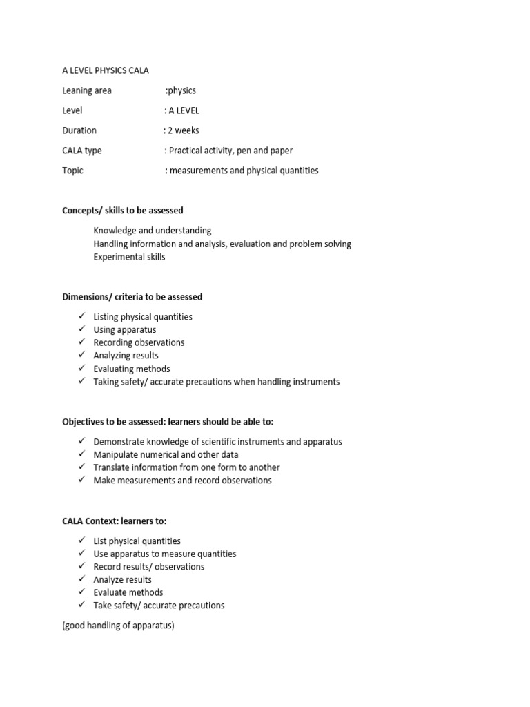 A Level Physics Cala 2024 | PDF