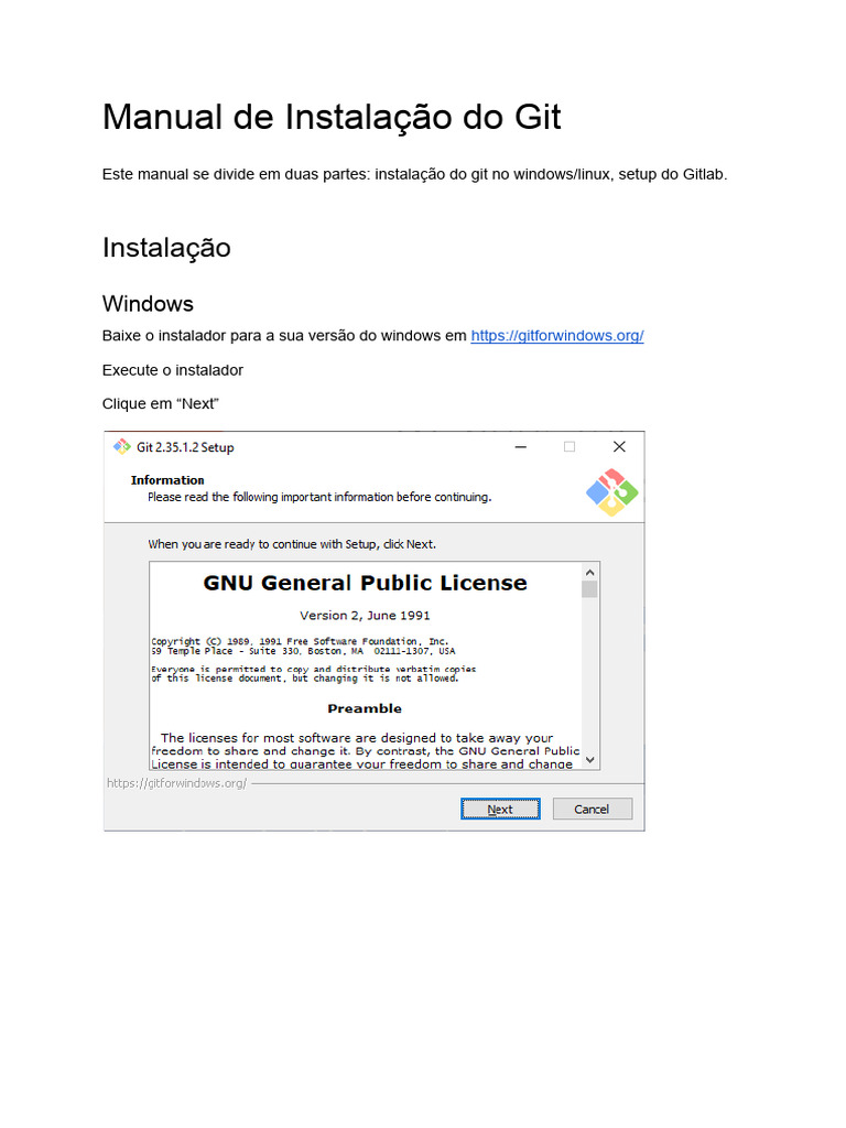 Manual de instalação do Git | PDF