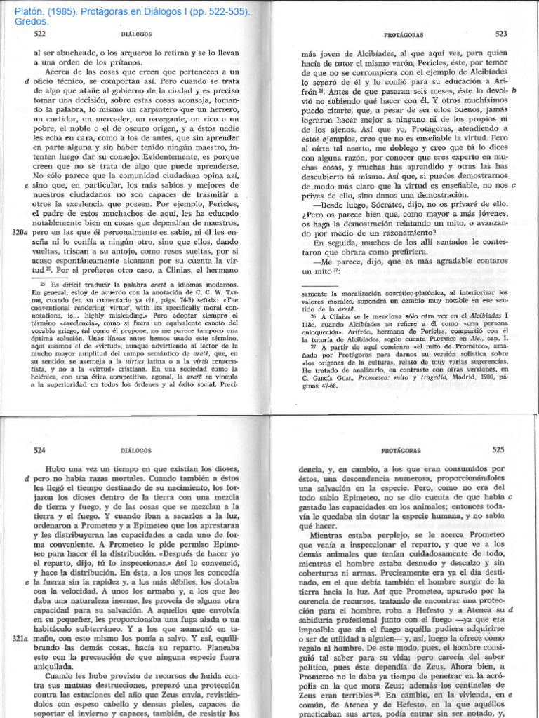1 Platón. Protágoras - Mito de Prometeo | PDF