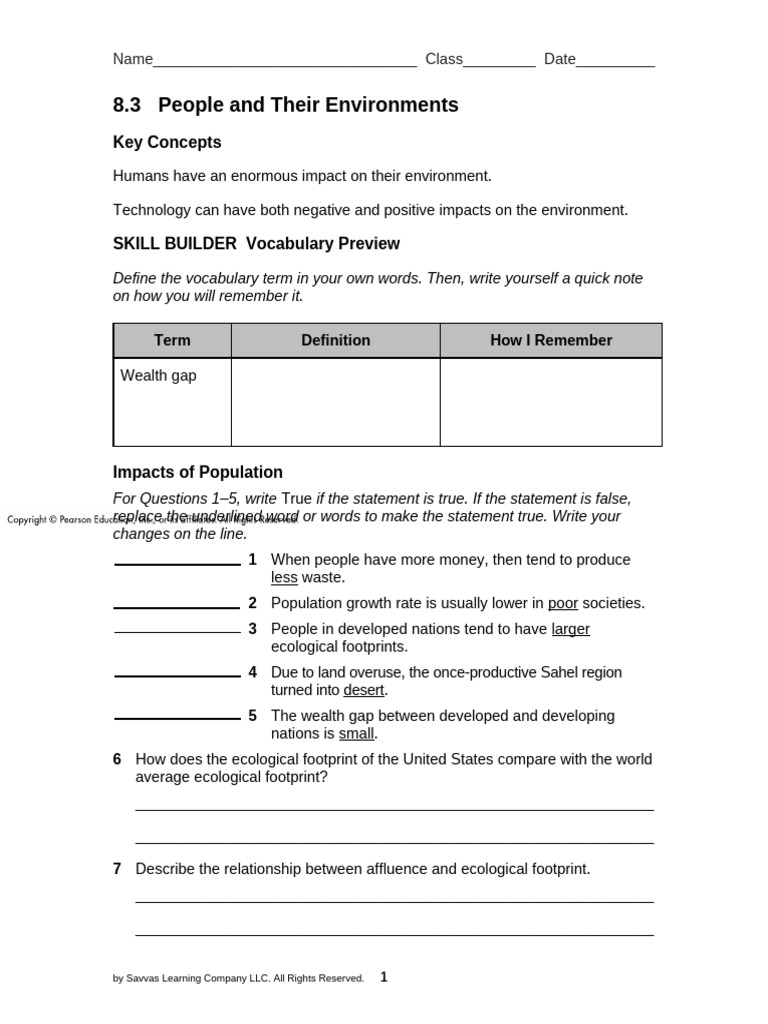 ENV21 08 03 WKBK Lesson | PDF