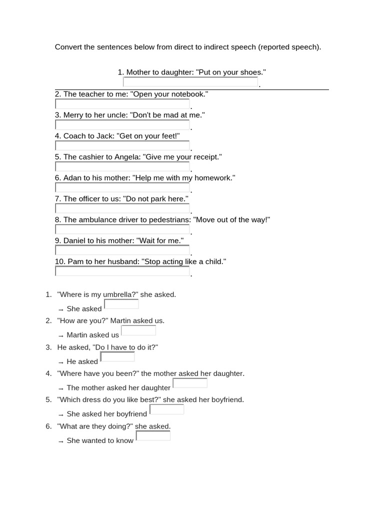 Indirect Speech 2 | PDF