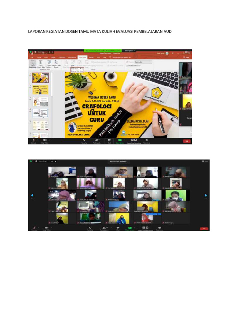Laporan Kegiatan Dosen Tamu Mata Kuliah Evaluasi Pembelajaran Aud | PDF