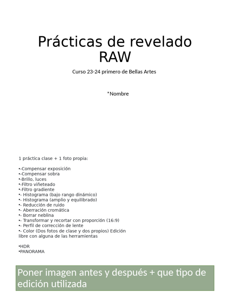 04 - Prácticas de Fotografía - RAW | PDF