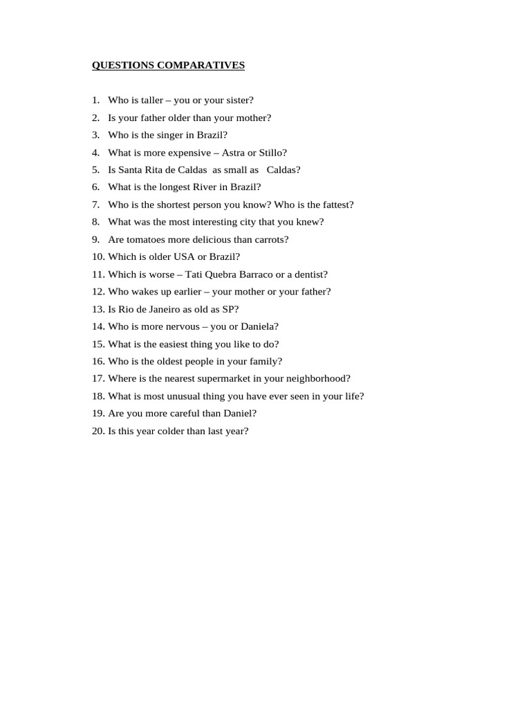 Questions Comparatives | PDF