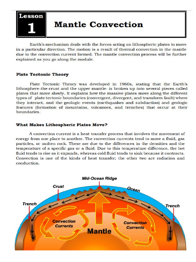 Mantle Convection For Grade 10 | PDF