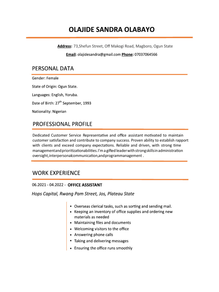 Sandra CV New-1 2 | PDF | Self-Improvement