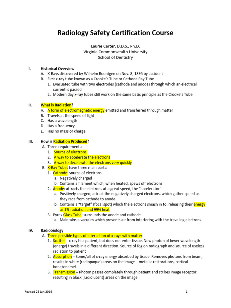 Radiation Safety Certification Course Handout With Highlights | PDF ...