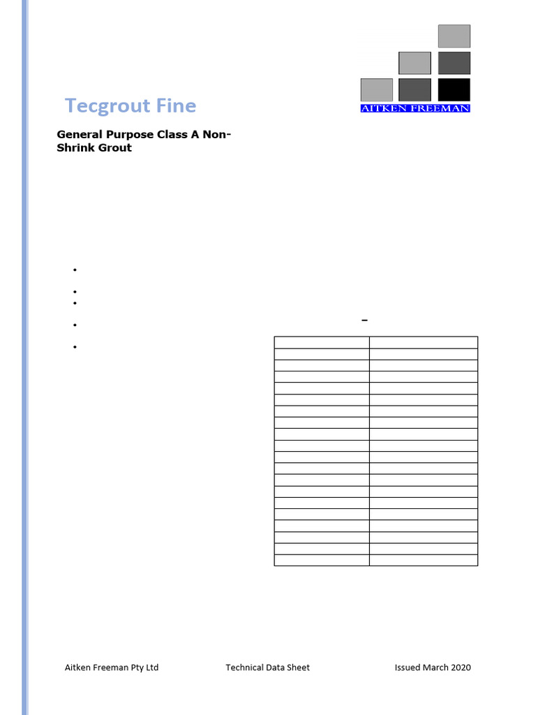 Tecgrout-Fine-Data-Sheet (1) | PDF