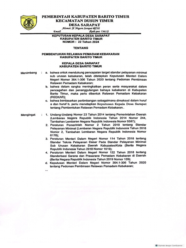 SK Relawan Damkar Ds - Sarapat | PDF