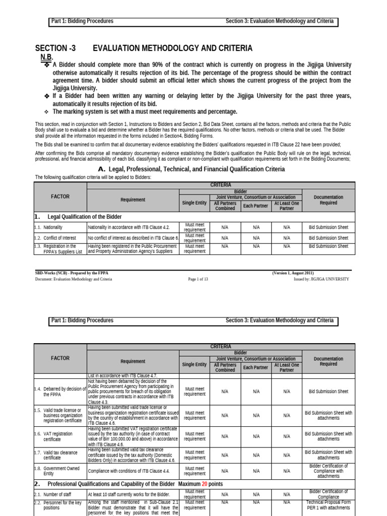 Section 3 Evaluation Methodology And Criteria Pdf