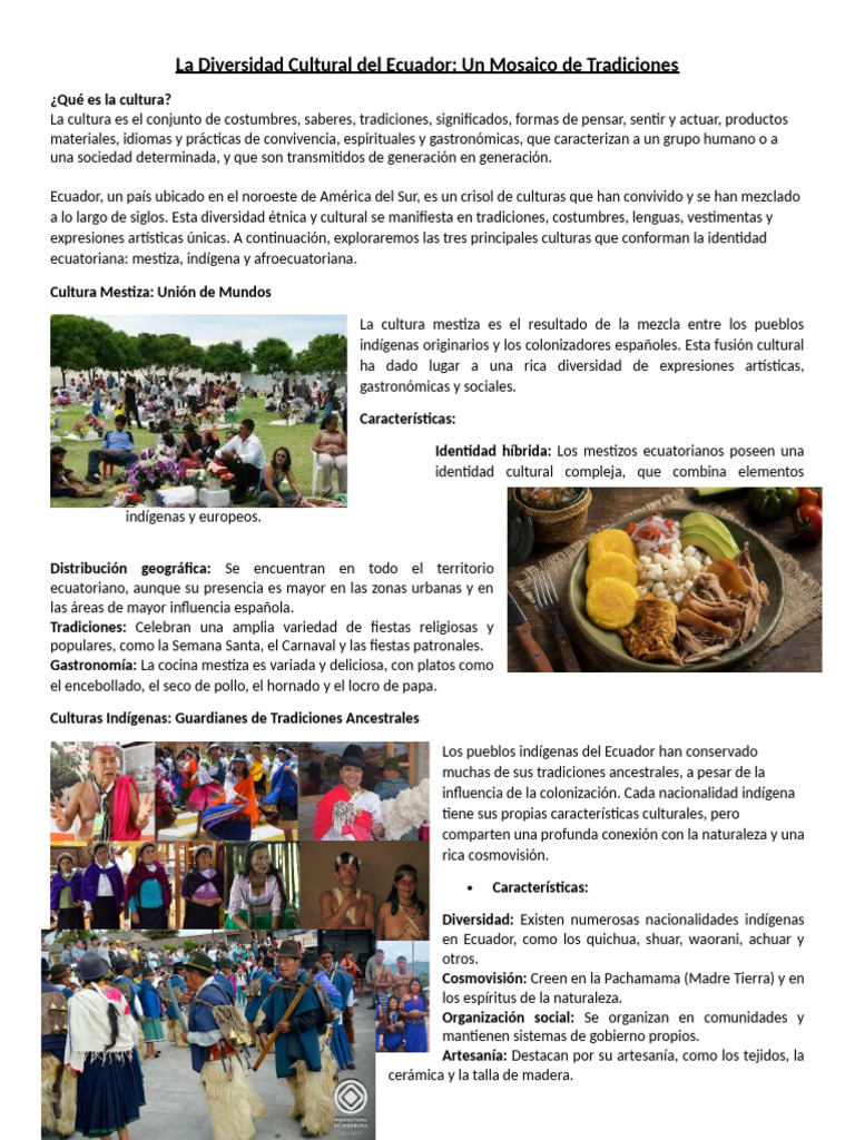 La Diversidad Cultural del Ecuador | PDF