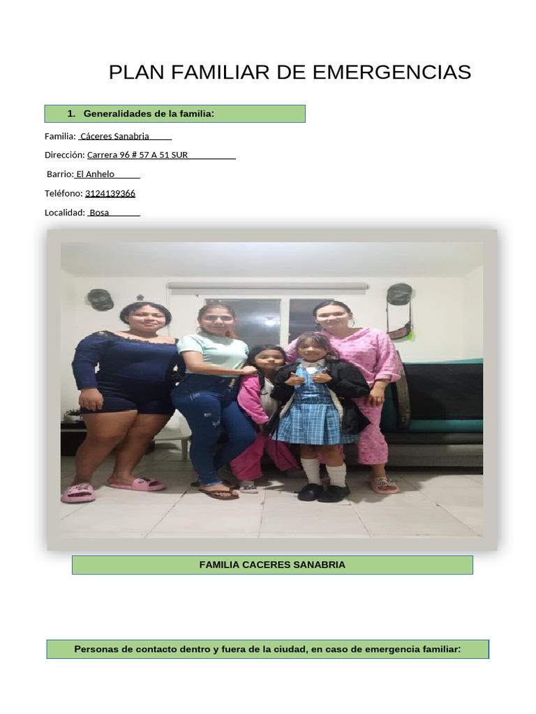 PLAN FAMILIAR DE EMERGENCIAS 1 | PDF
