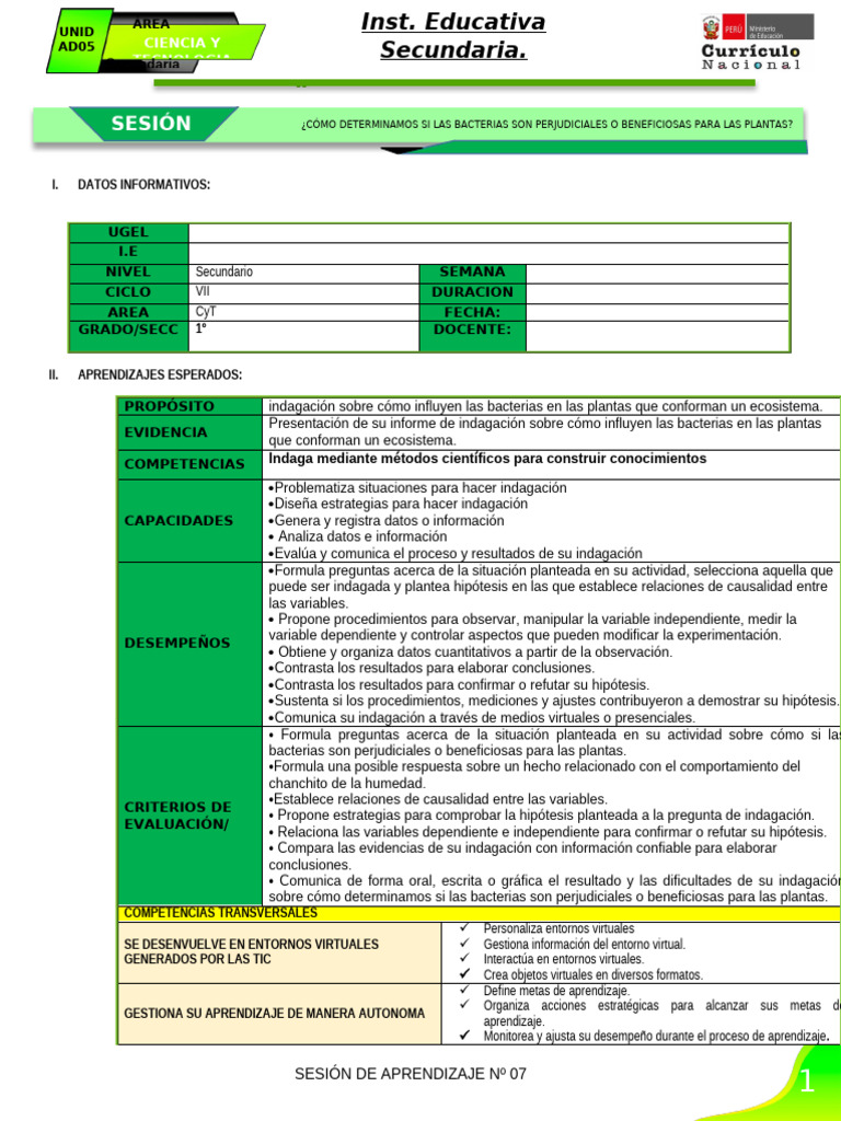 E-1º Ses Act 7-Cyt-Und 5 | PDF