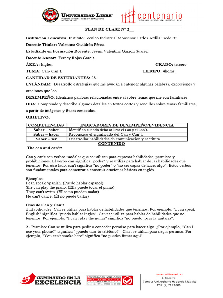 Formato 4. Plan de Clas Temaa Can | PDF