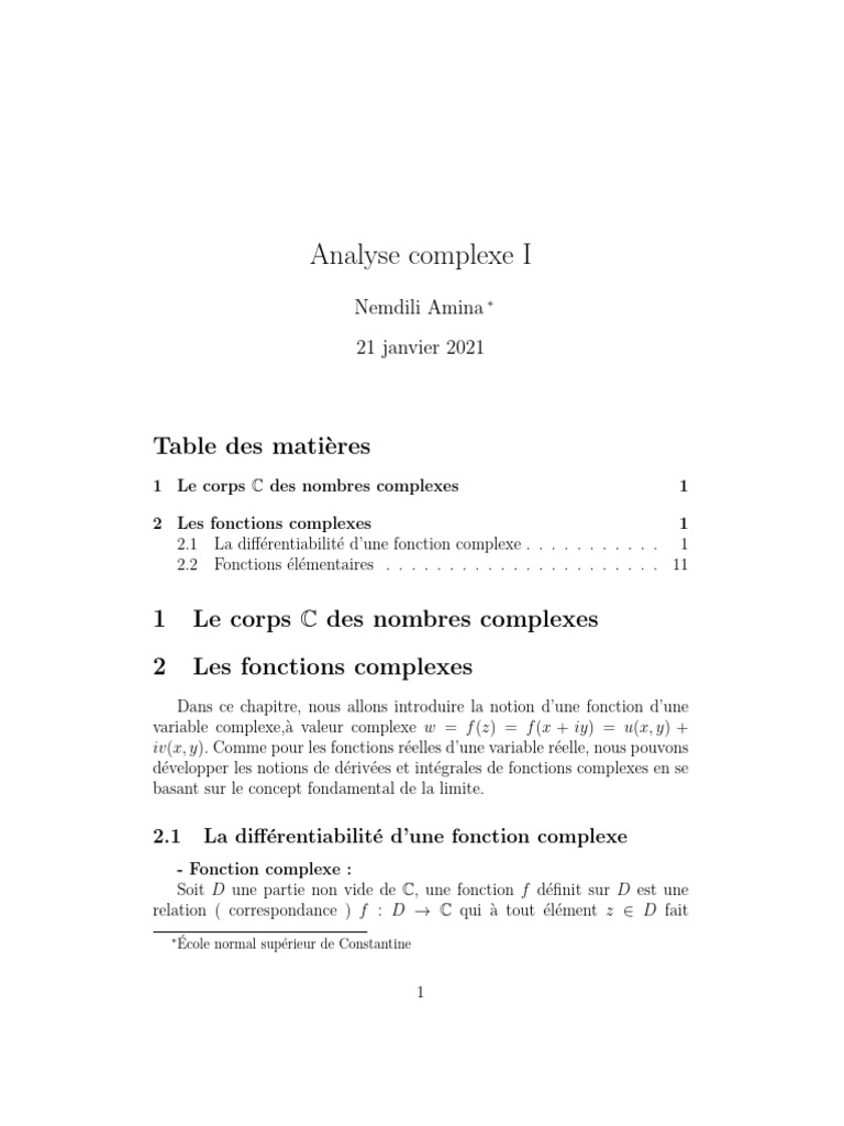 Cours - Complexei - CHP 2-1 | PDF