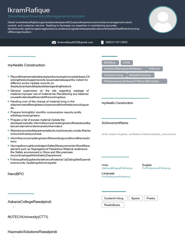 Ikram Rafique Resume | PDF