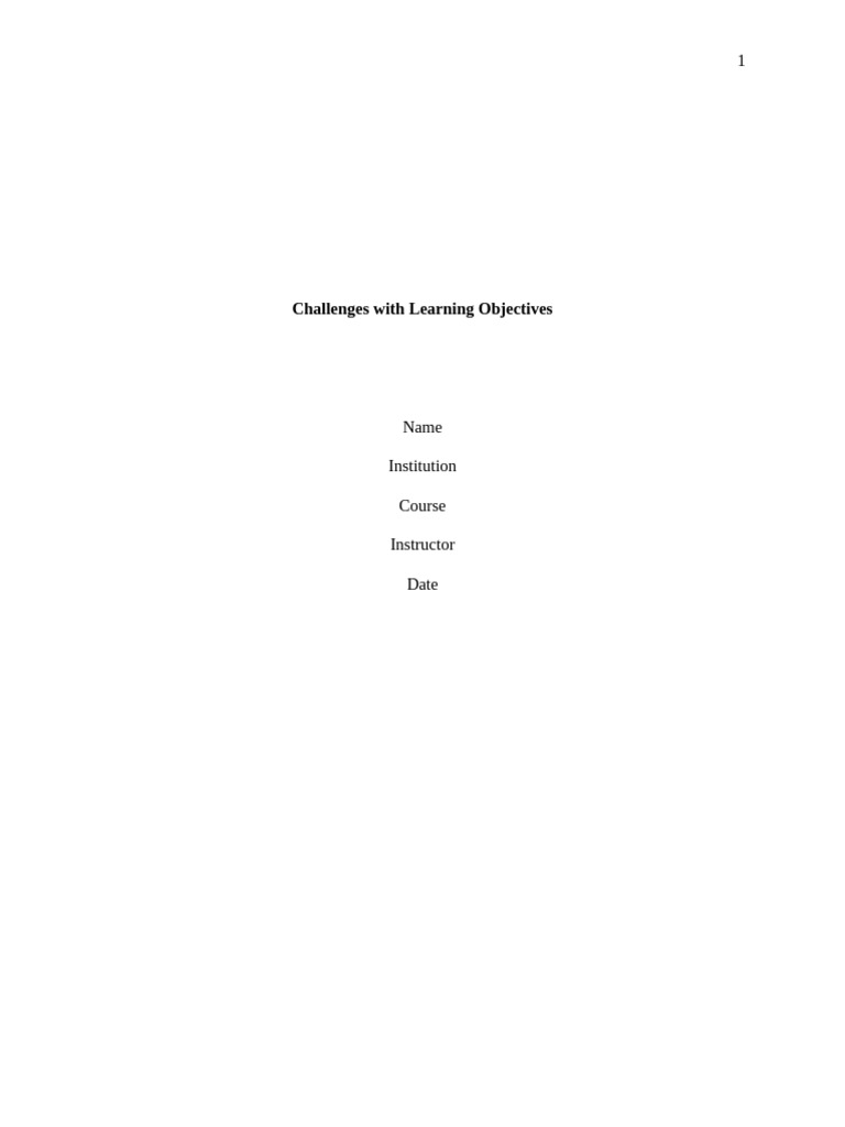 Challenges With Learning Objectives | PDF