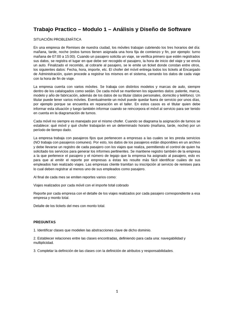 TP-Modulo 1-Analisis y Diseño de Software | PDF