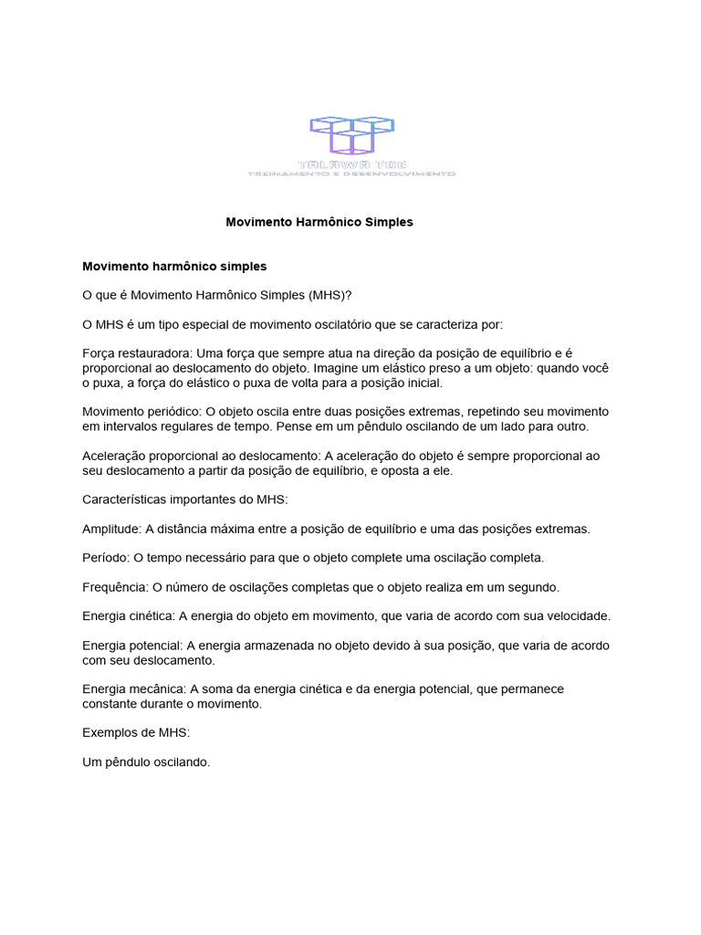 Movimento Harmônico Simples e Afins | PDF