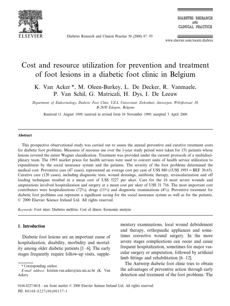 Cost And Resource Utilization For Prevention And Treatment Of Foot