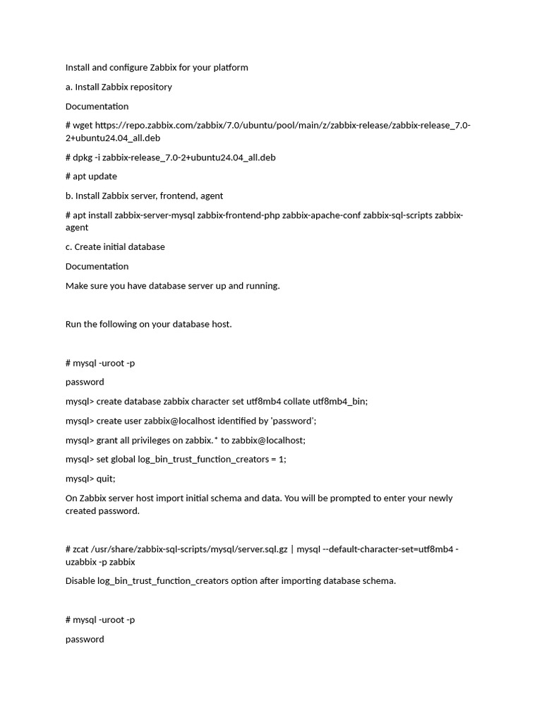 Install and Configure Zabbix For Your Platform | PDF