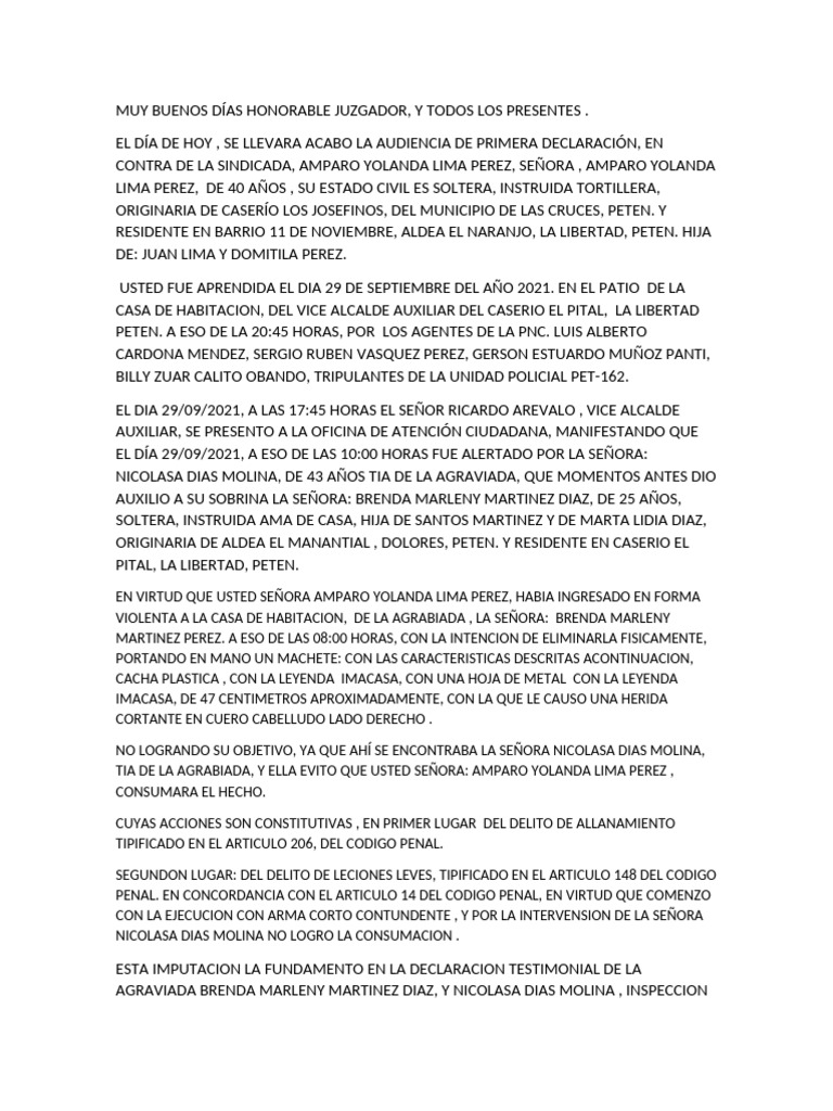 Primera Declaracion, Amparo | PDF