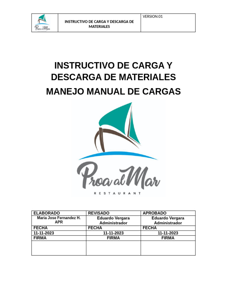 Instructivo de Carga y Descarga de Materiales | PDF