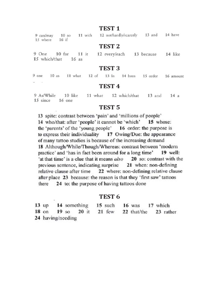 FCE Use of English Part 2 Answers | PDF