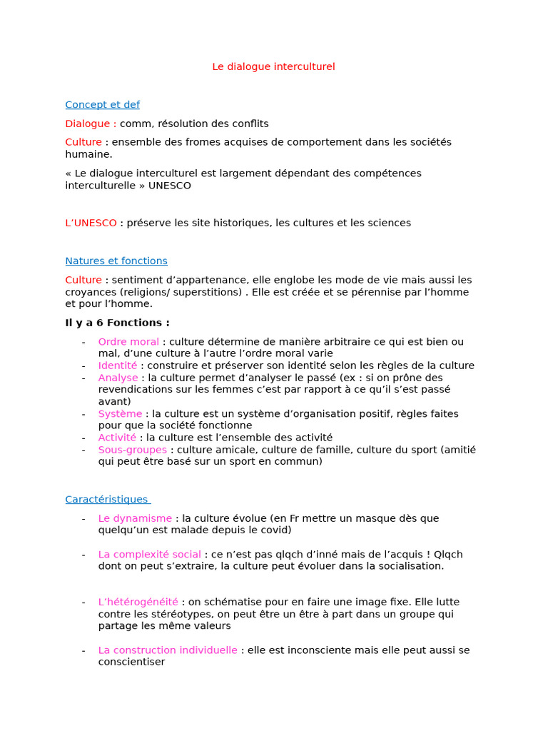 Le Dialogue Interculturel | PDF