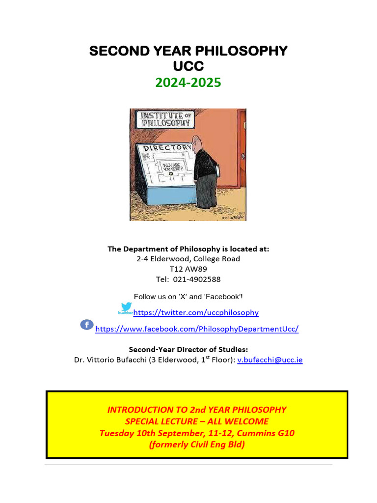 Second Year Philosophy UCC: 2-4 Elderwood, College Road T12 AW89 Tel ...