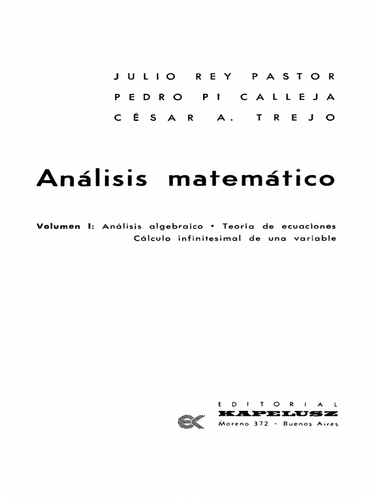 Análisis Matemático - Julio Rey Pastor | PDF