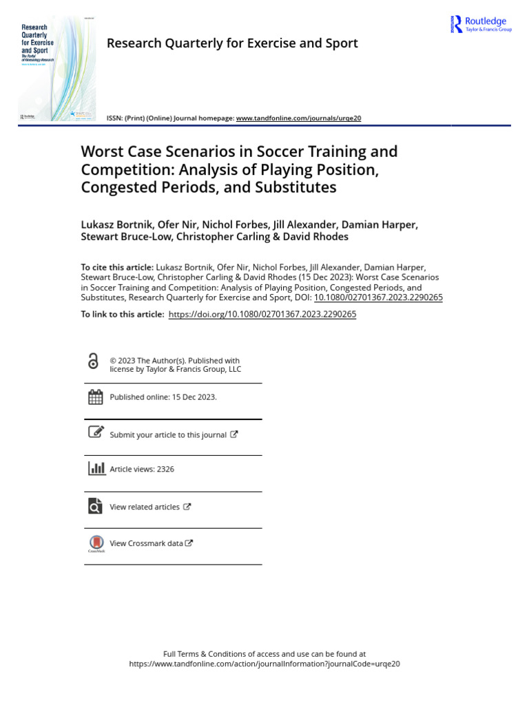 Worst Case Scenarios in Soccer Training and Competition Analysis of ...
