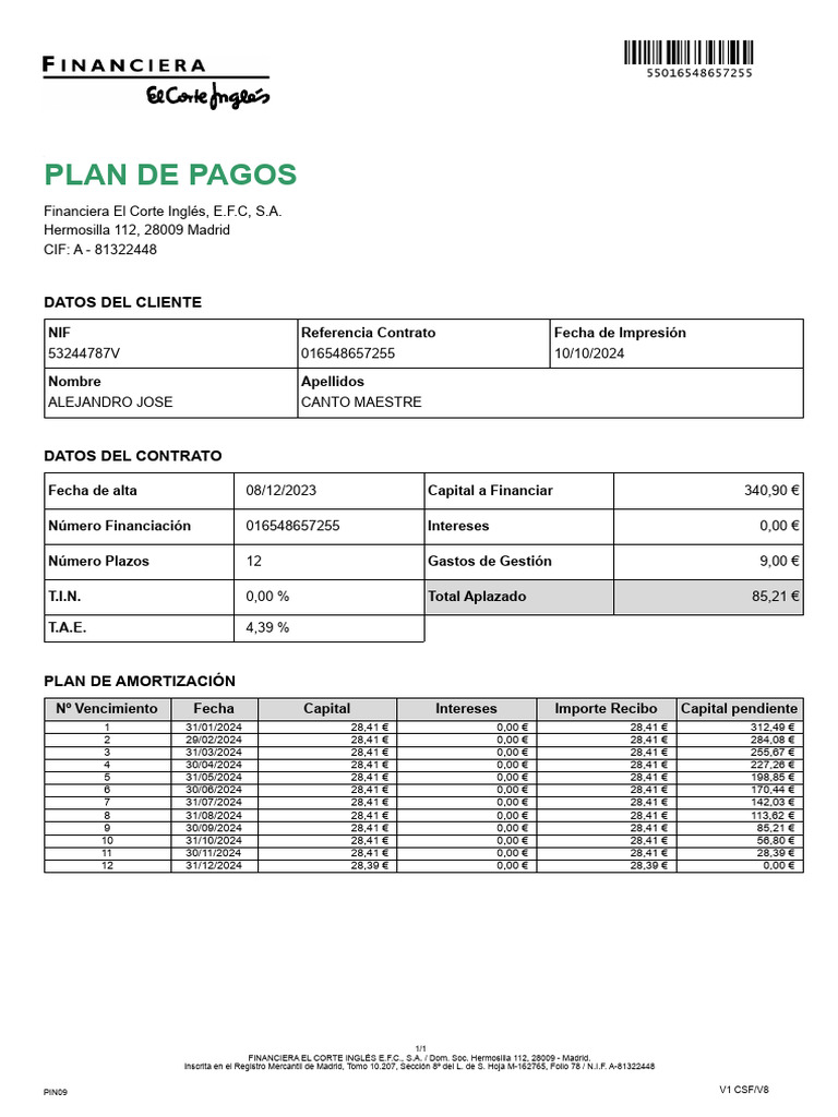 Plan de Pagos | PDF